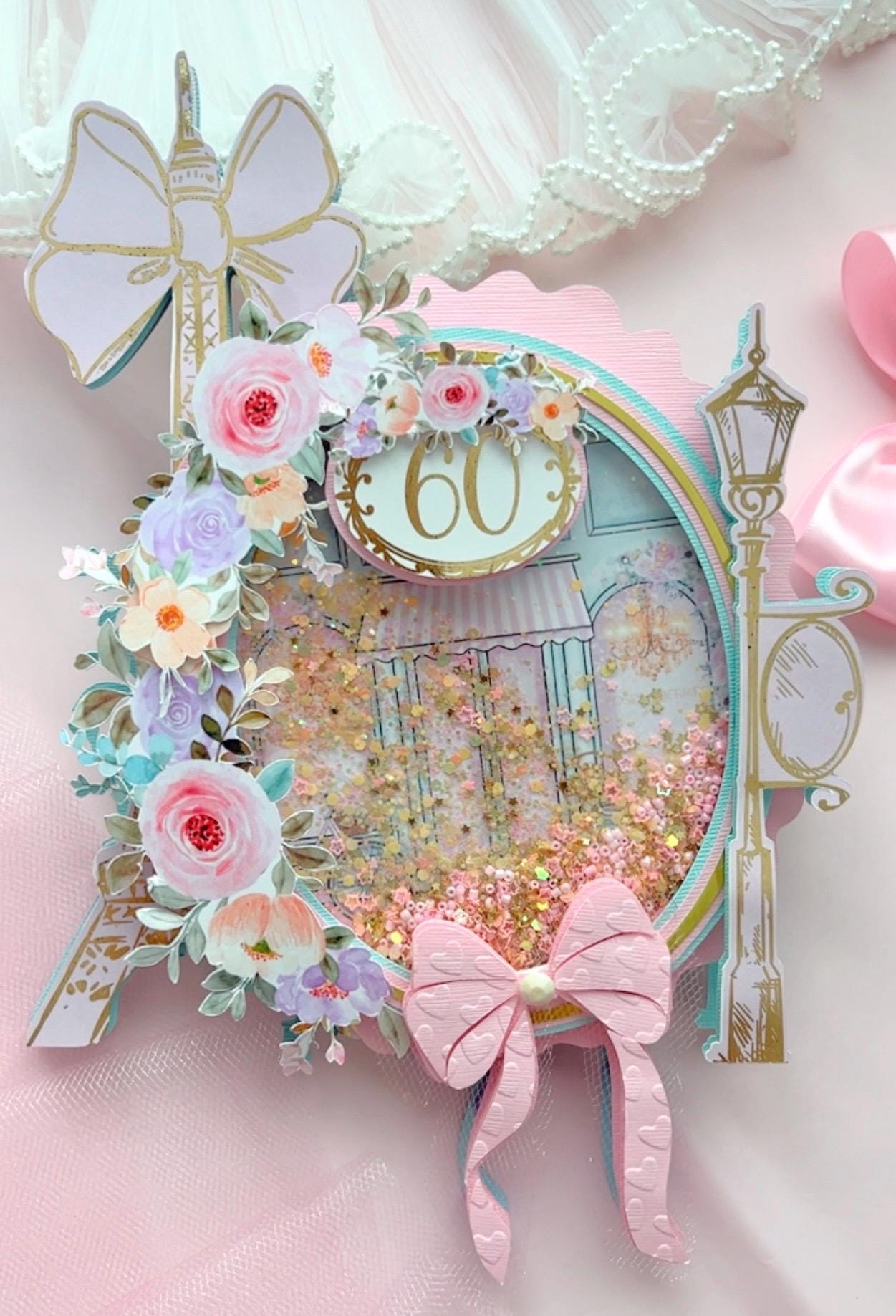 Paris Cake Topper Cute Topper Pink Paris Flower Cake Topper - Etsy