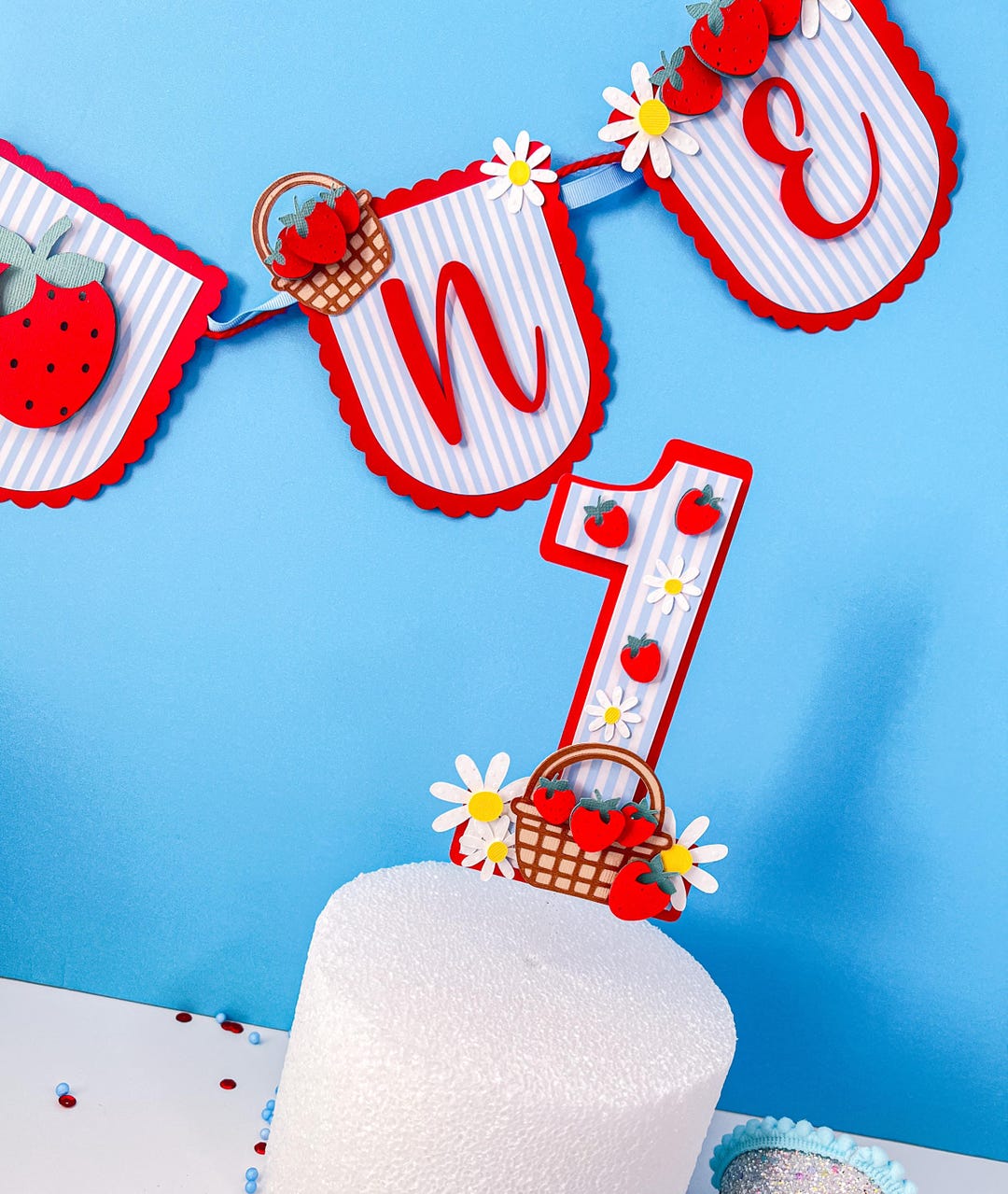 First Berry Birthday Cake Topper Smash Cake Topper High Chair Banner ...