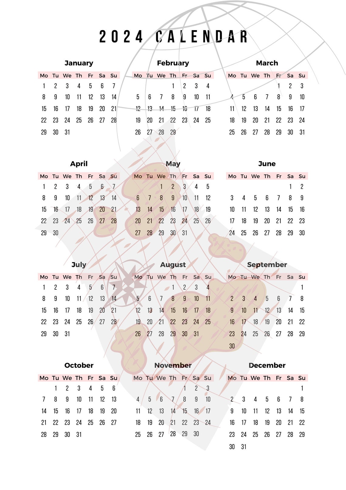 2022-2025 Calendar Printable, Simple Calendar, Digital Calendar, One ...