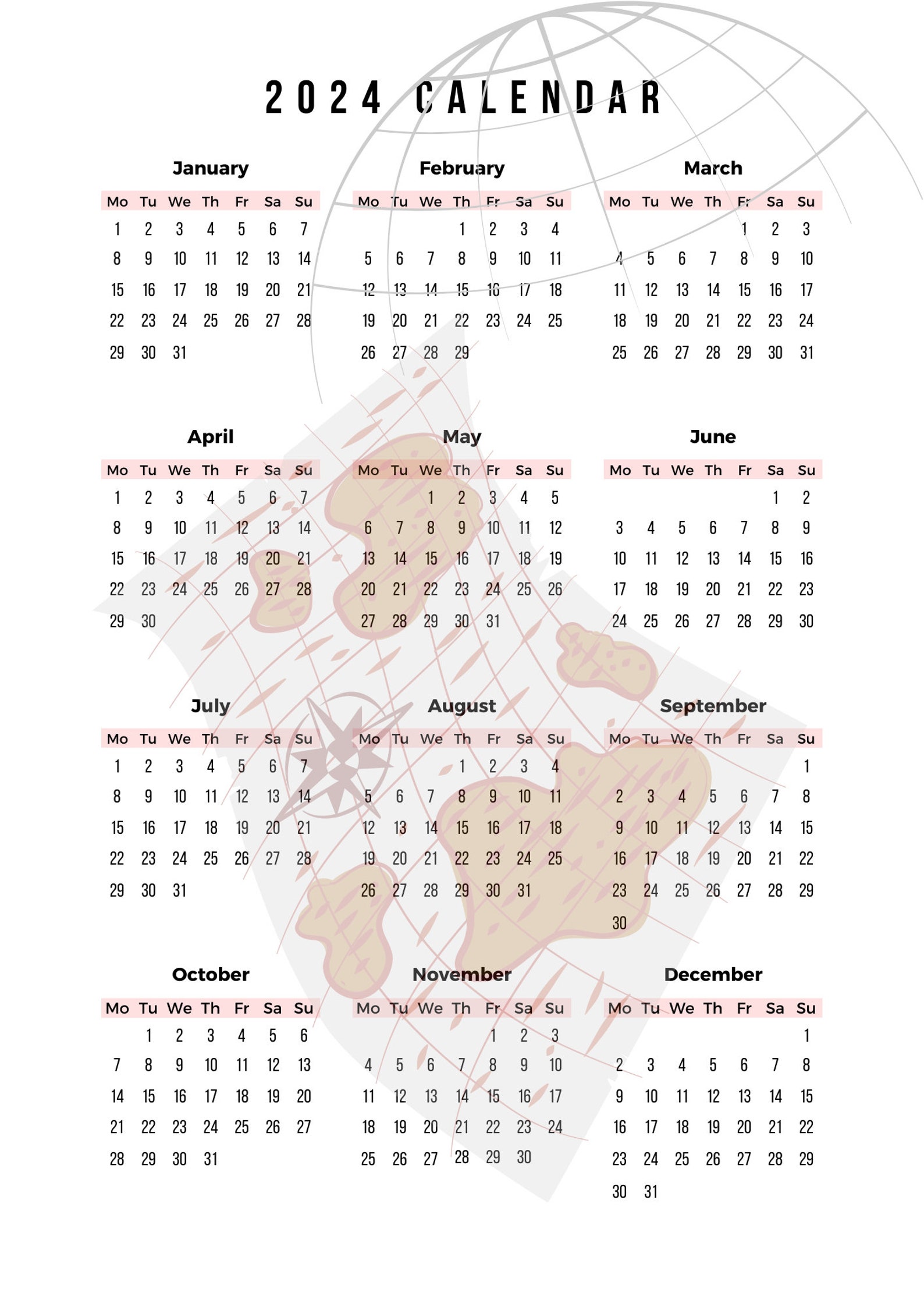 2022-2025 Calendar Printable, Simple Calendar, Digital Calendar, One ...