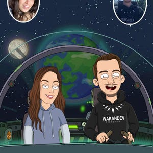 R and M Couple, R & M Cartoon Portrait, Couple Portrait, Birthday and ...