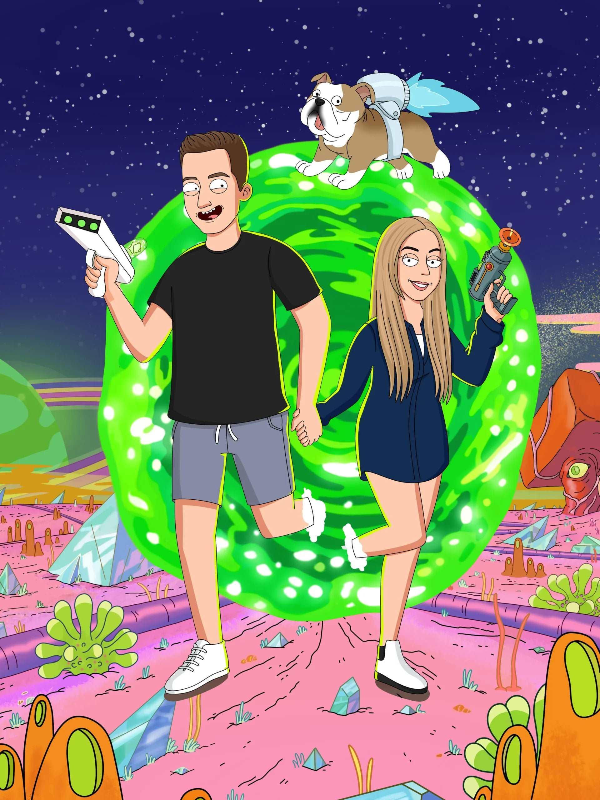 R and M Couple, R & M Cartoon Portrait, Couple Portrait, Birthday and ...