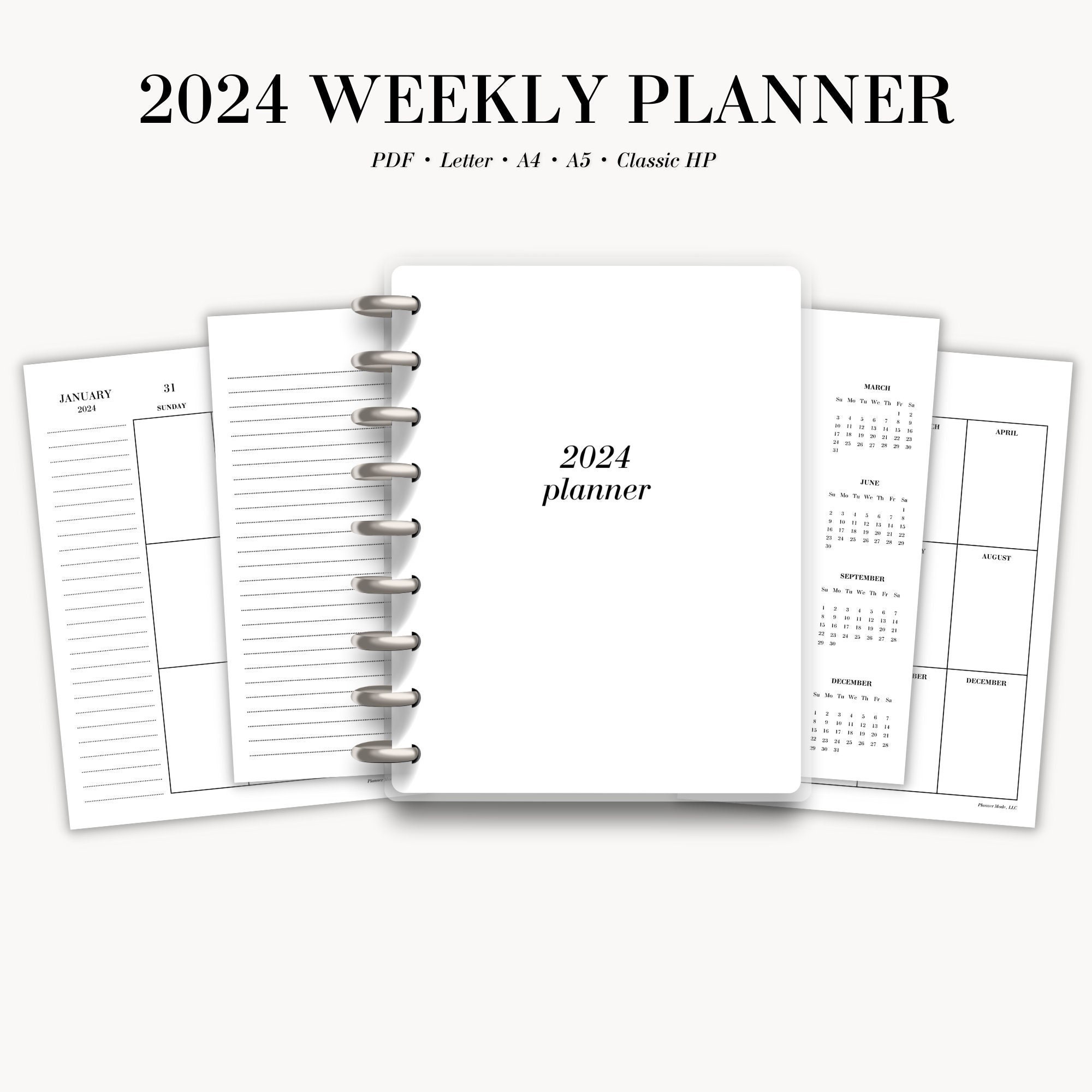 2024 Weekly Planner, Dated 2024 Planner, 2024 Weekly Calendar, Planner ...