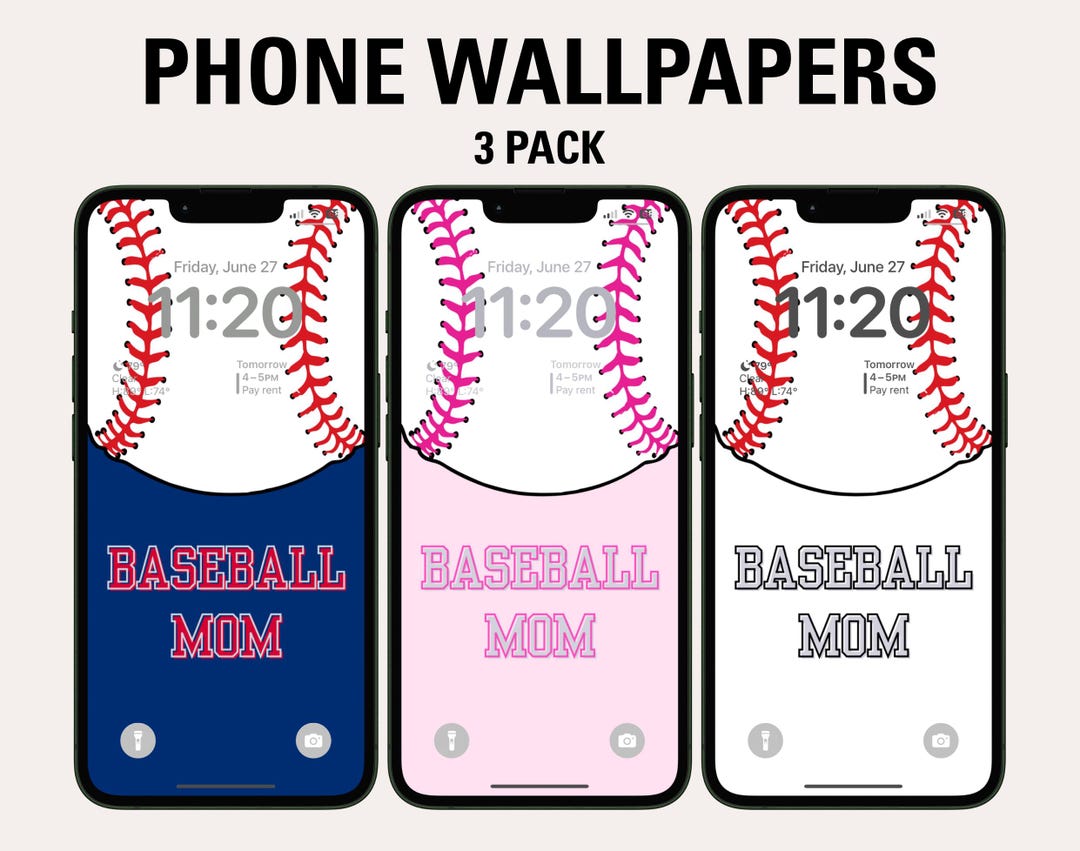Baseball Mom Phone Wallpapers | 3 Pack Digital Download | Cute Sports ...