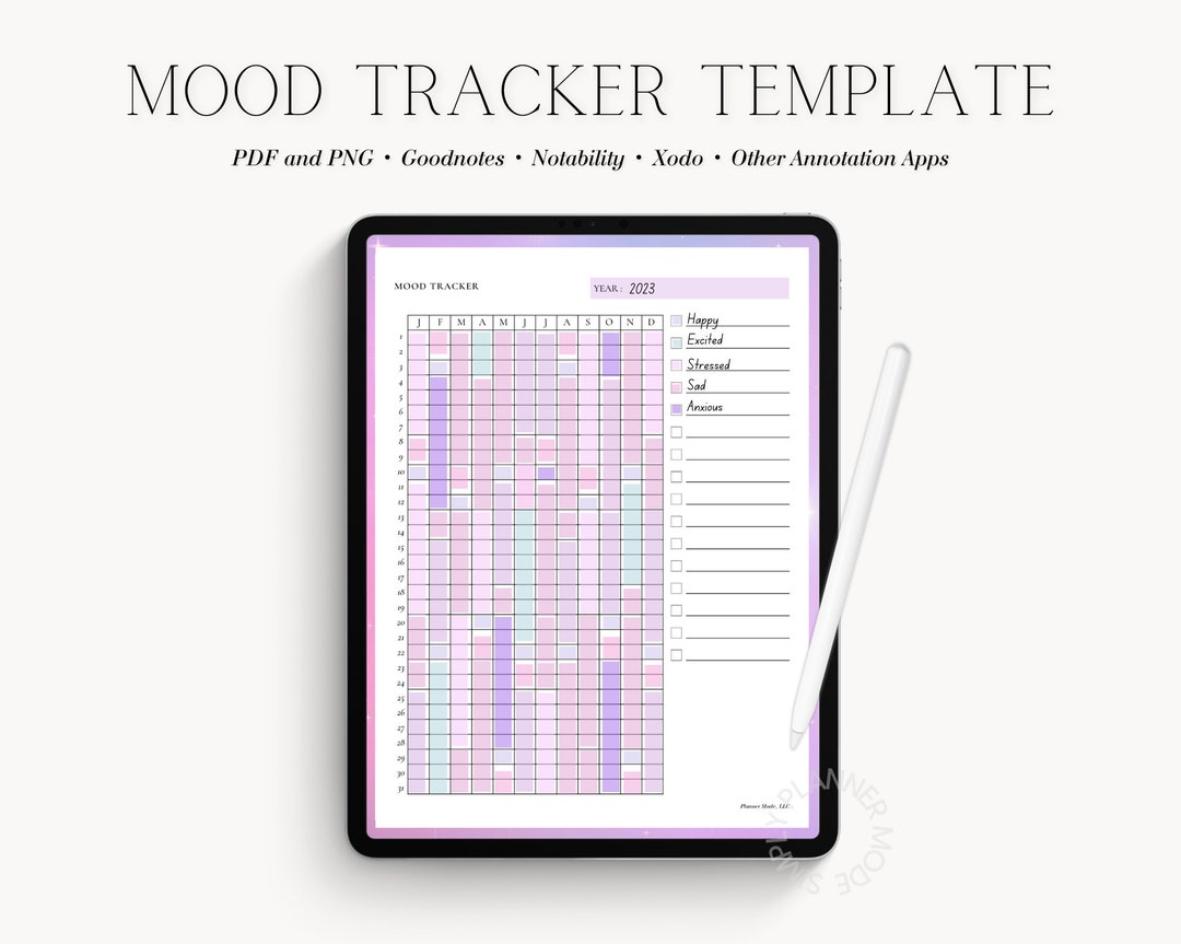 Mood Tracker Digital Template Mood Chart Depression Tracker - Etsy