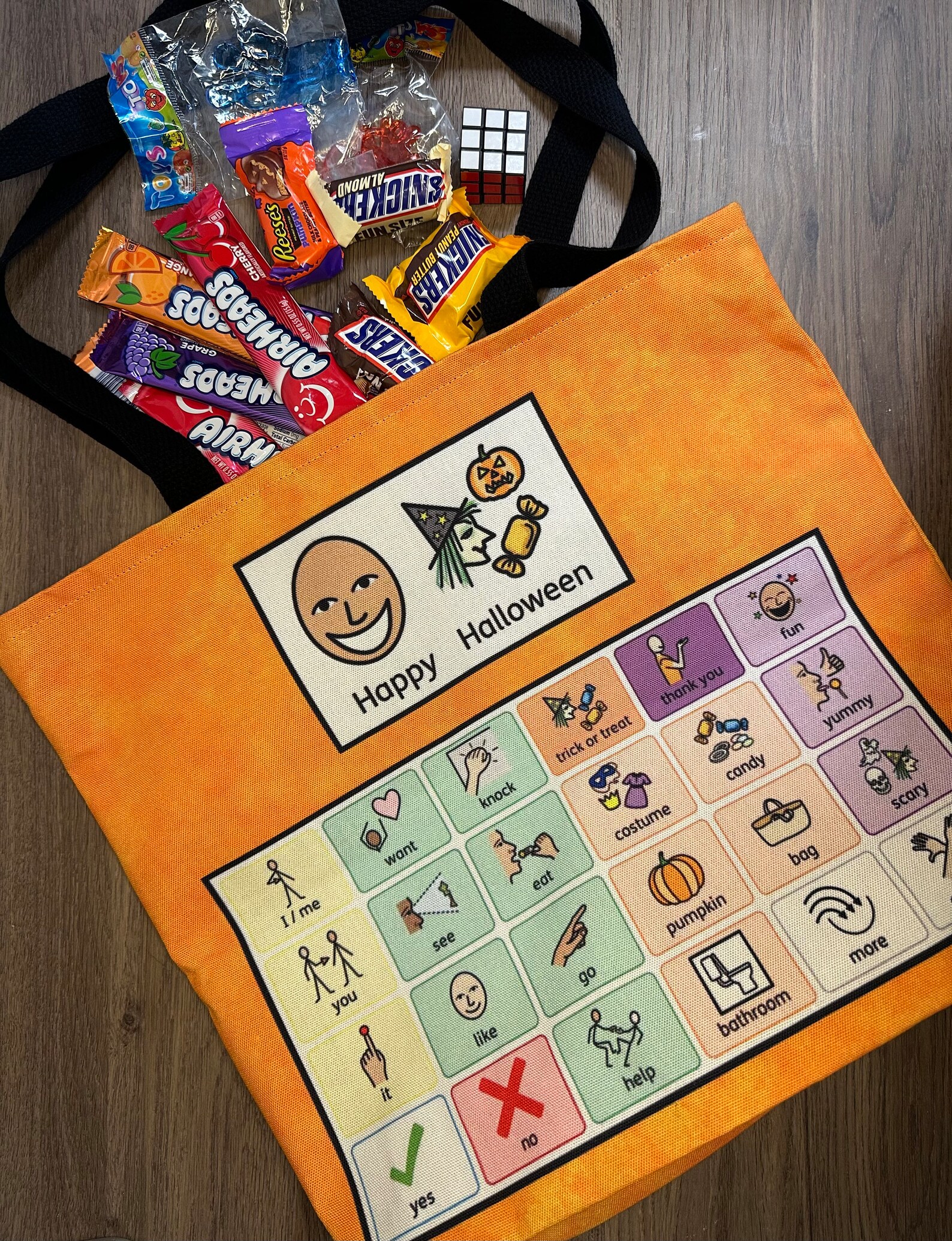 Trick or Treat Bag With Communication Board | AAC | Halloween Tote Bag ...