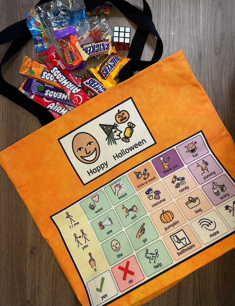 Trick or Treat Bag With Communication Board | AAC | Halloween Tote Bag ...
