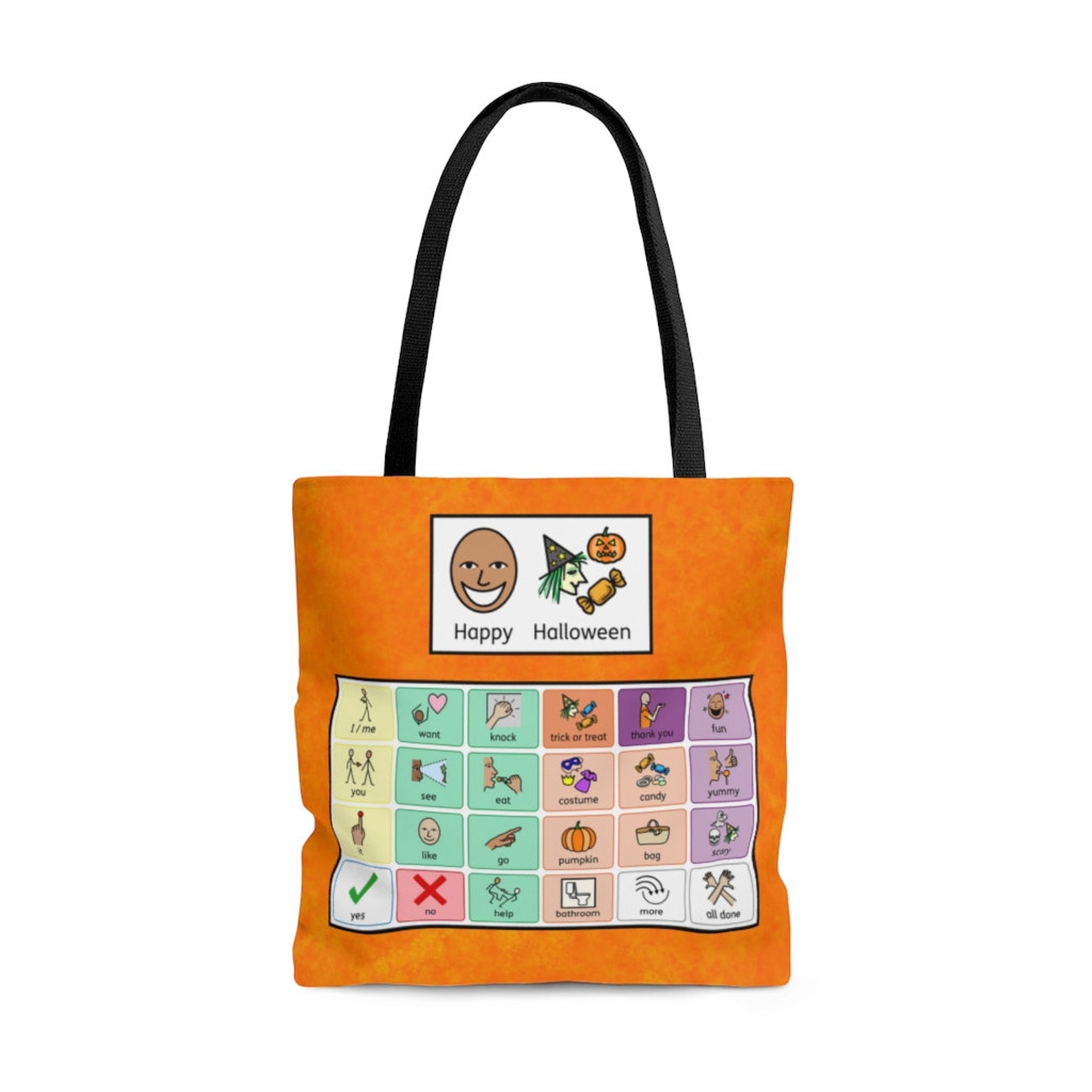Trick or Treat Bag With Communication Board | AAC | Halloween Tote Bag ...