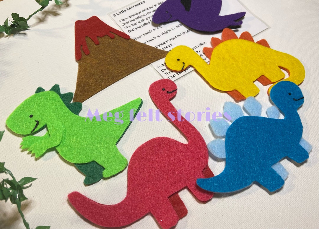 Dinosaur Felt Board Story Set: Volcano, Song Card, Teacher Resource - Etsy