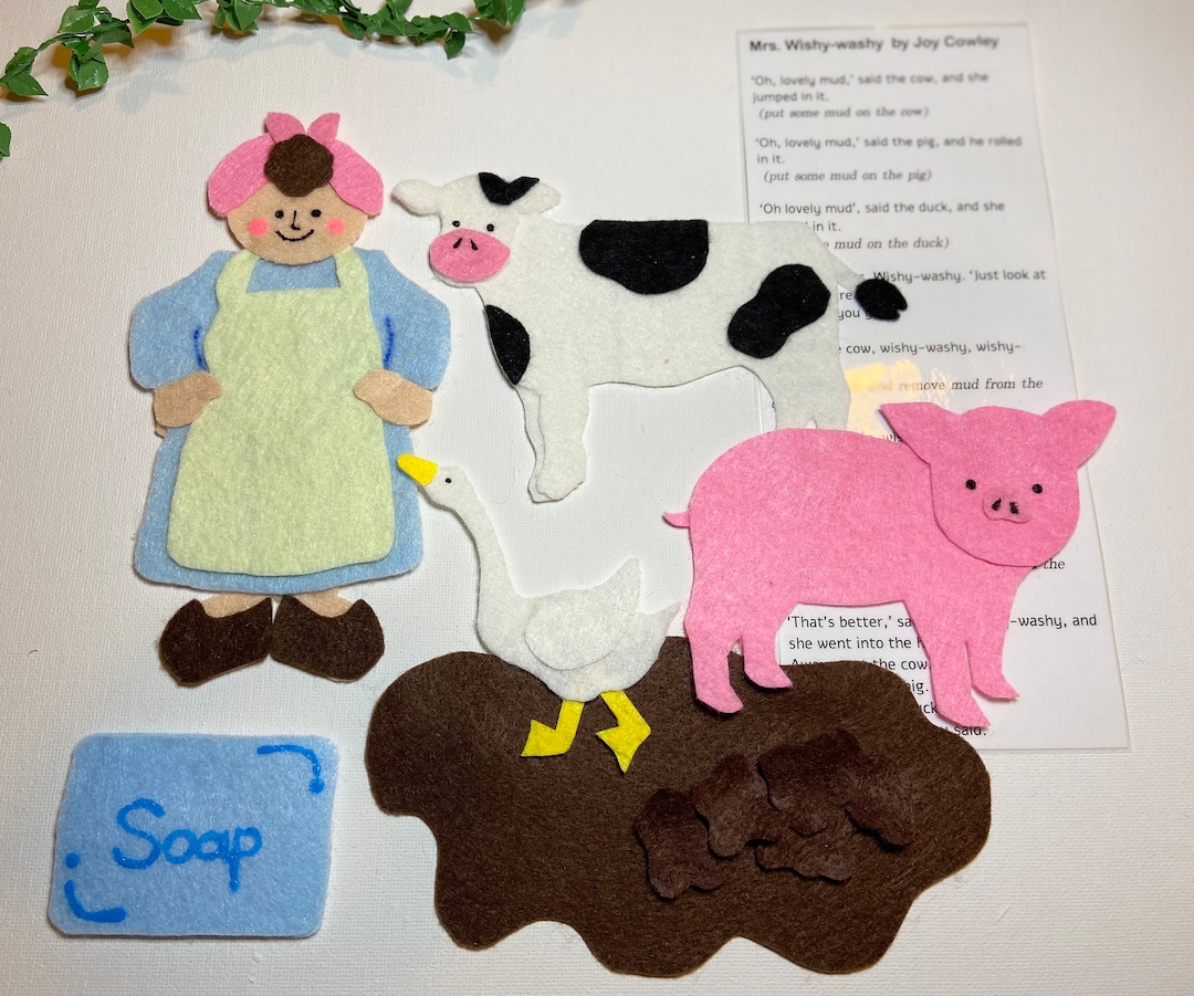 Mrs.wishy Washy Felt Set, Felt Board Story, Farm, Story Time, Teachers ...