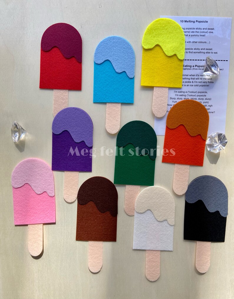 10 Melting Popsicle Felt Set, Color, Numbers, Counting, Teacher ...