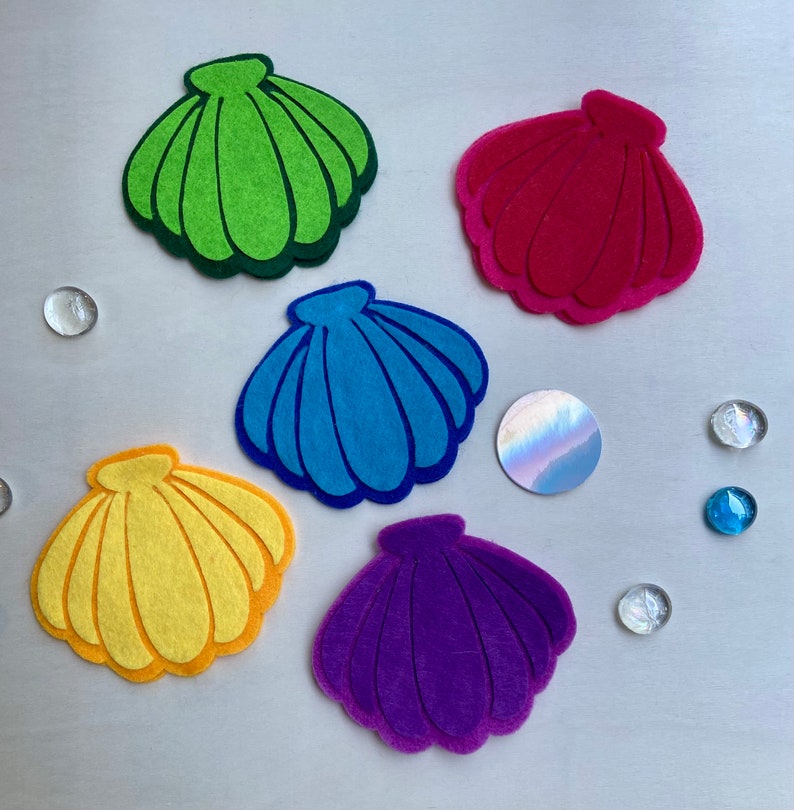 5 Little Shells Felt Set, Ocean, Sea Shells, Hiding a Pearl Game ...