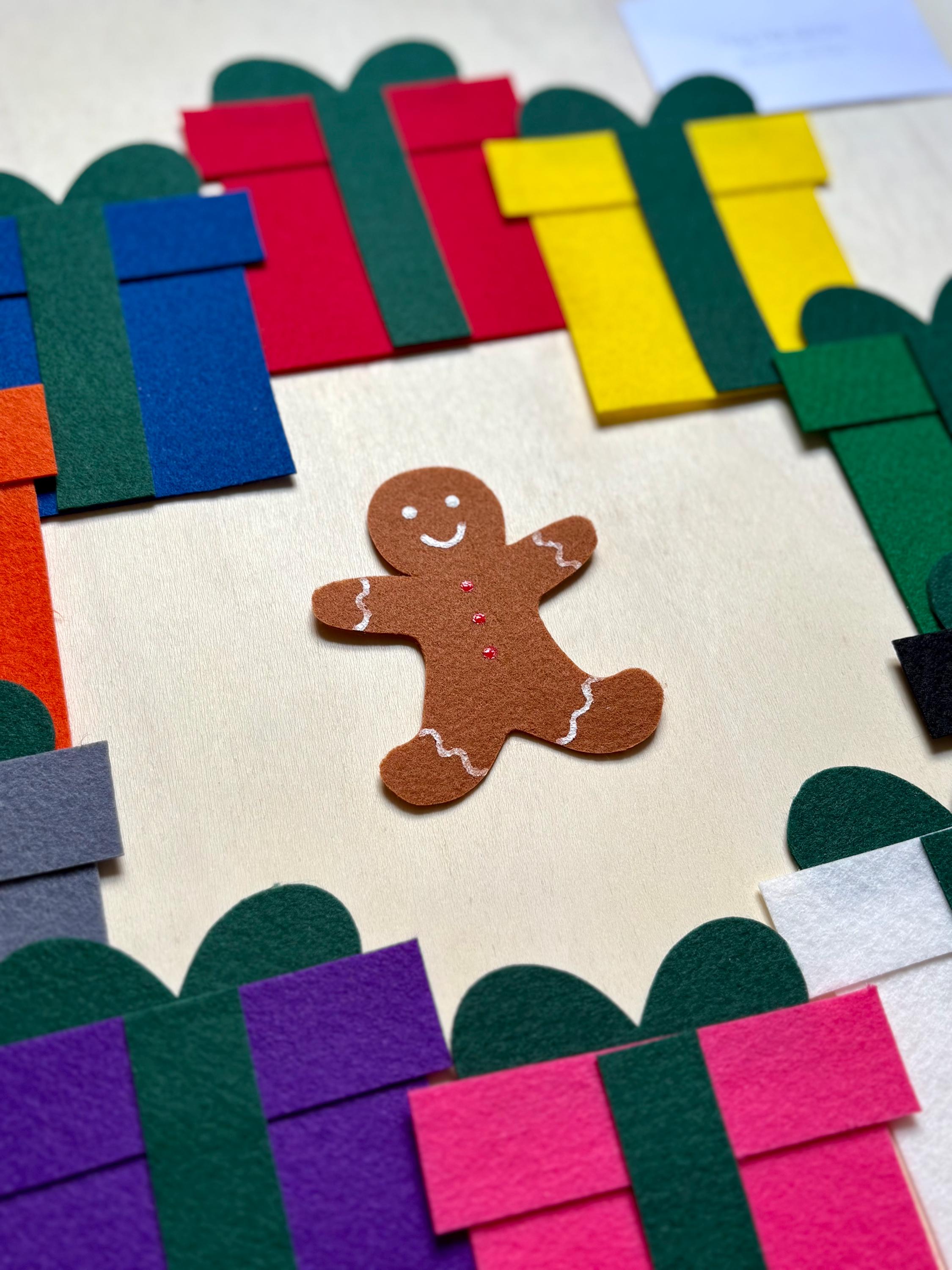 Christmas Gingerbread Man Felt Story Set, Color, Numbers, Hiding Game ...