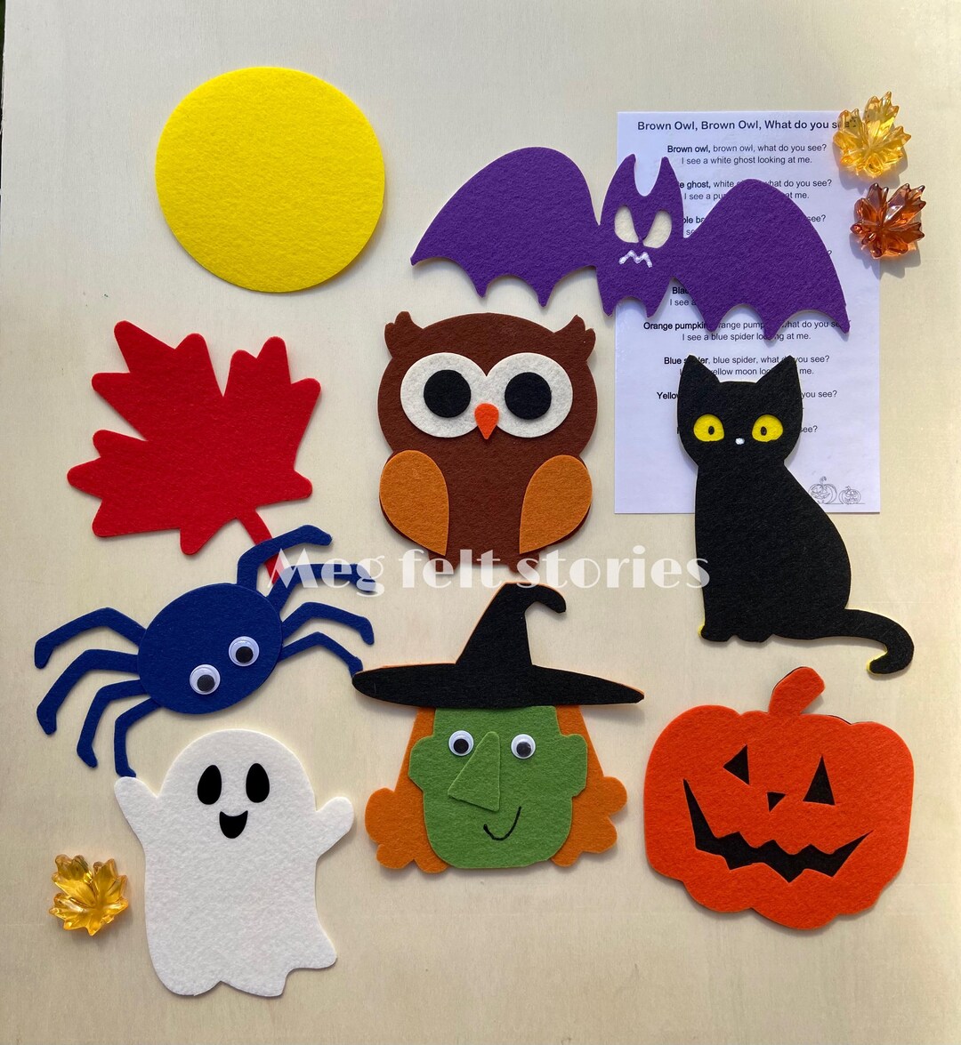 Halloween Story Time Felt Set, Felt Story, Brown Owl, Circle Time ...