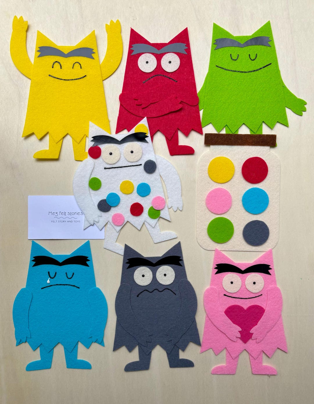 Color Monsters Felt Set, Felt Story, Flannel Board Story, Teacher ...