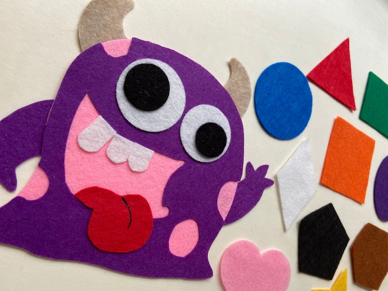 Felt Shape Monster Set: Preschool Learning, Flannel Board Story - Etsy