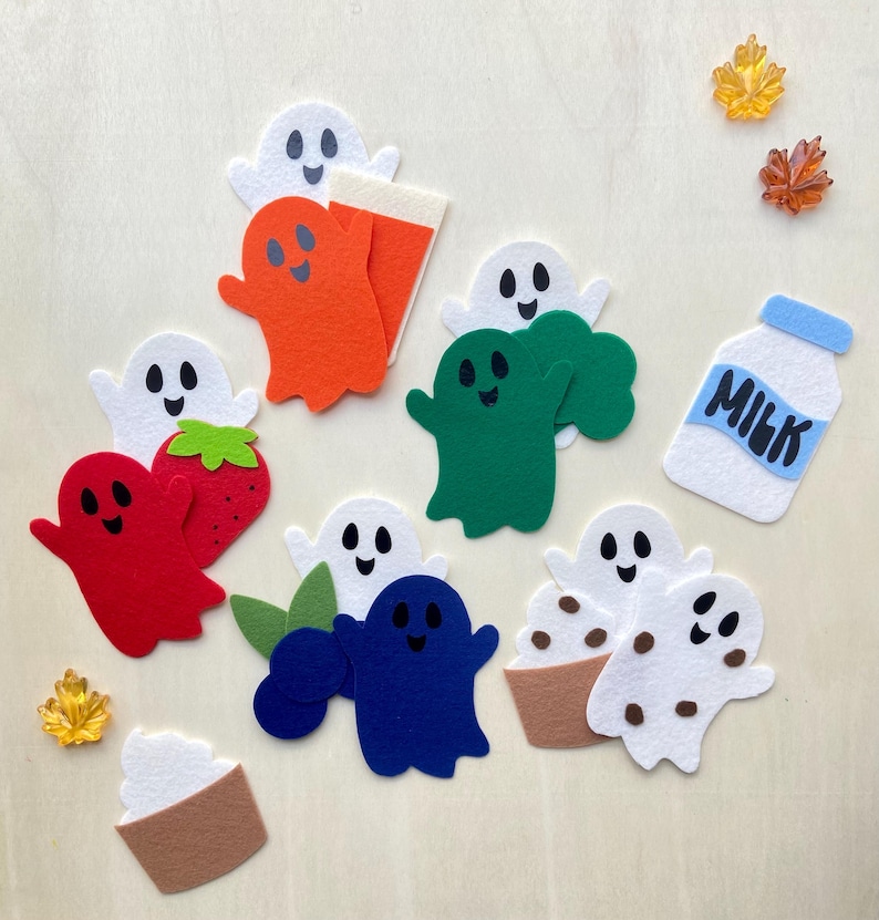 Cholate Chip Ghost Felt Set, Halloween, Halloween Felt Story, Candy ...