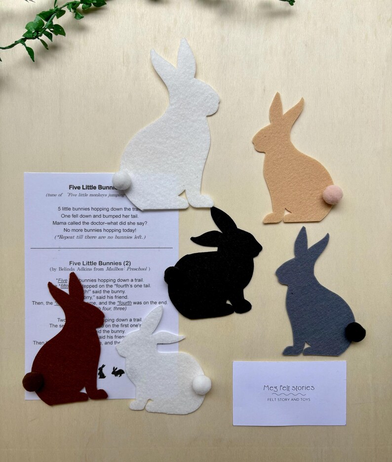 Five Little Bunnies Felt Story, Easter, Spring, Five Little Carrots ...