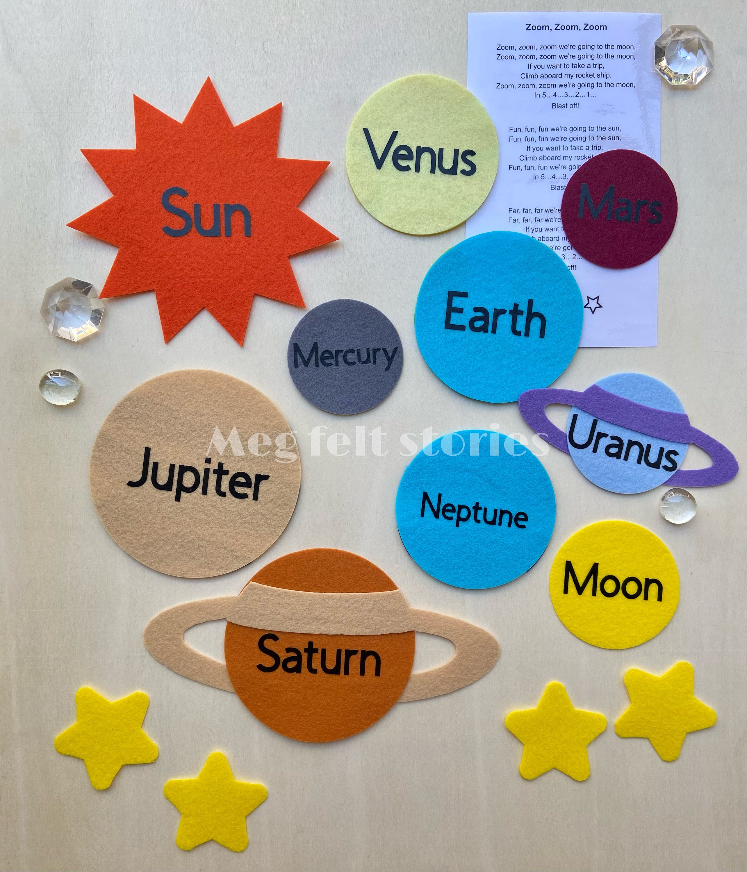 Solar System Felt Board Story Set: Planets, Rocket, Astronaut - Etsy