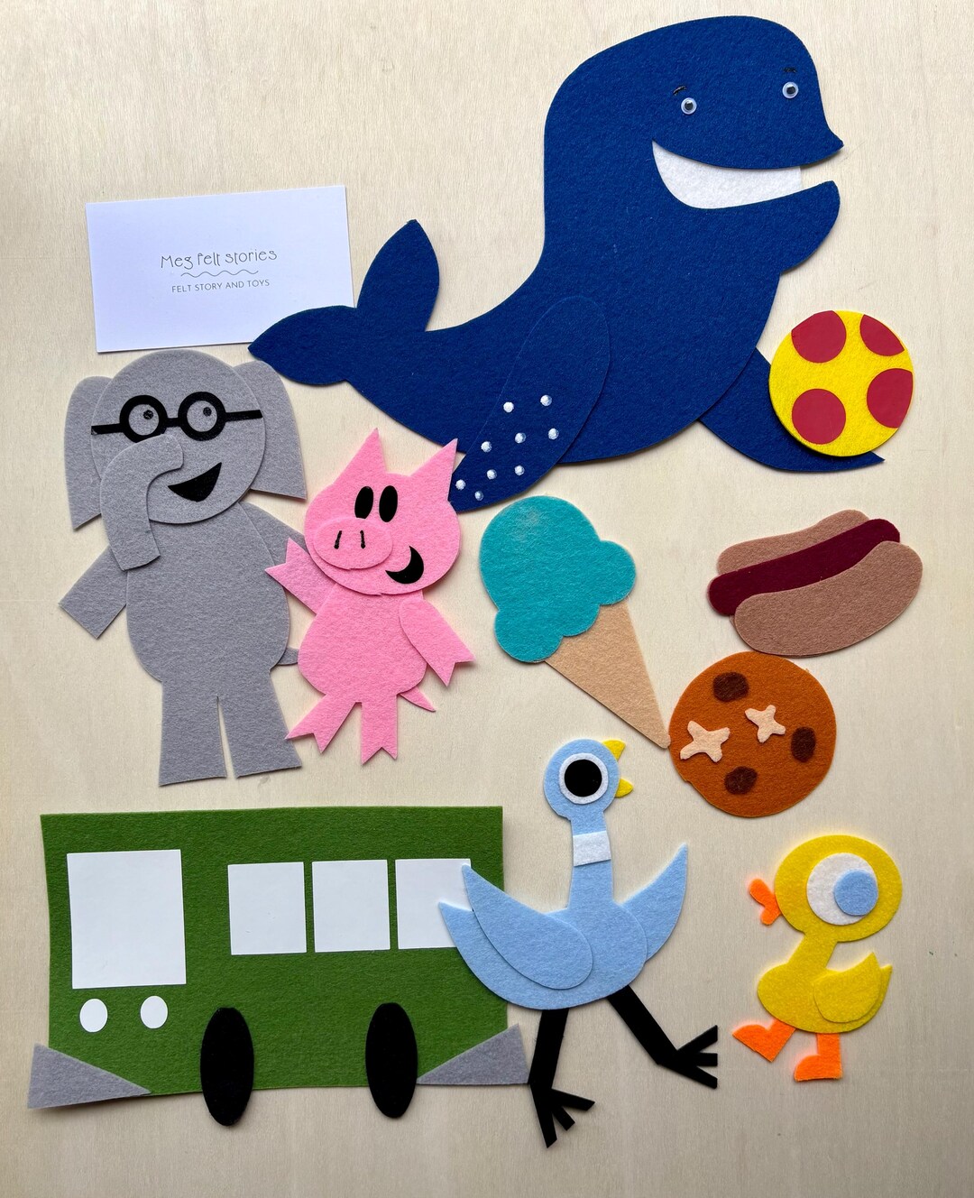 Mo Willems Felt Story Set: Pigeon, Elephant, Piggie, and Friends - Etsy