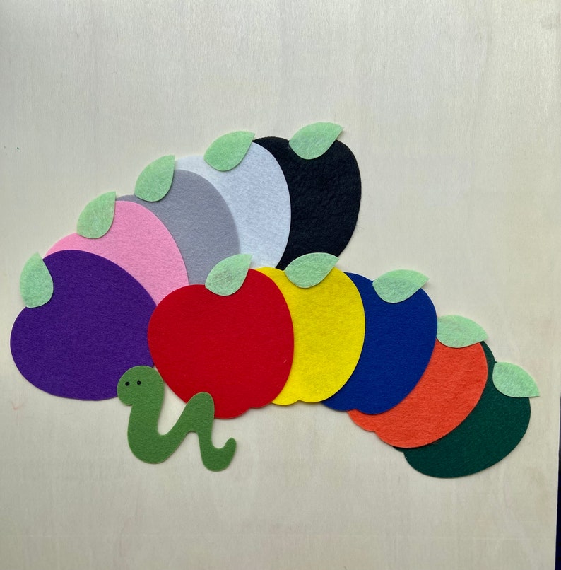 Wiggly Worms Hide and Seek Felt Set, Spring, Worms, Apple, Flannel ...