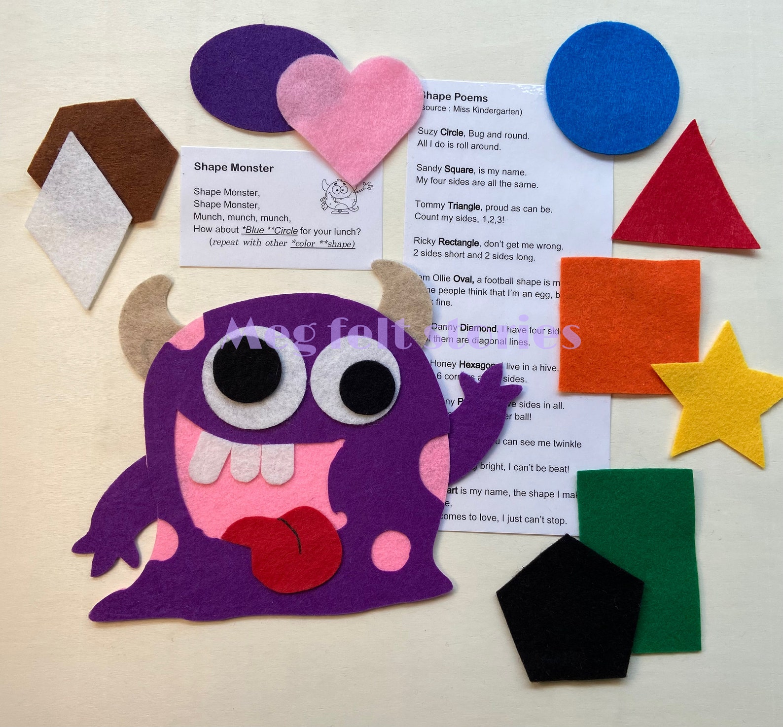 Felt Shape Monster Set: Preschool Learning, Flannel Board Story - Etsy
