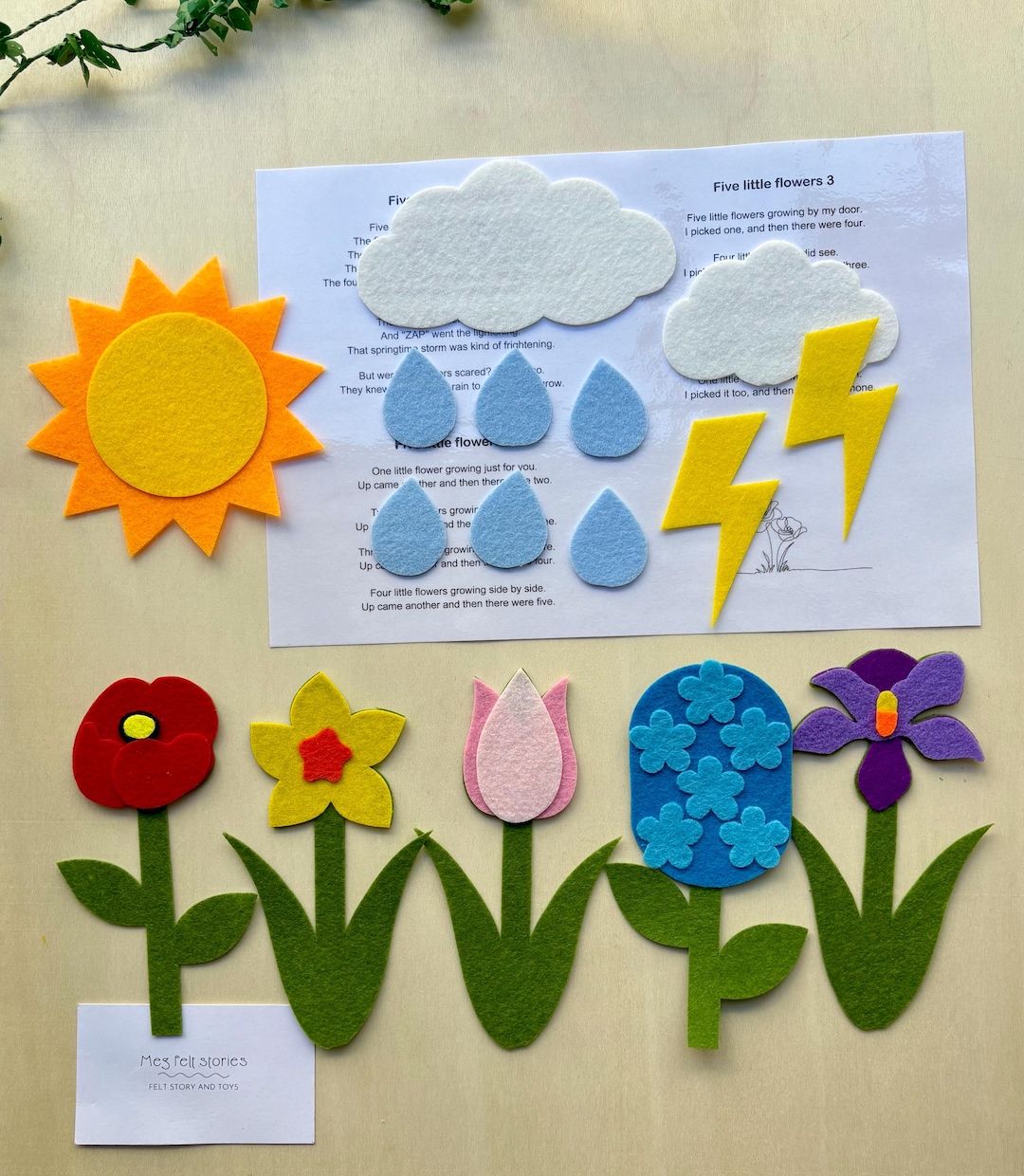 5 Little Flowers Felt Story, Spring, Weather, Flowers, Flannel Board ...