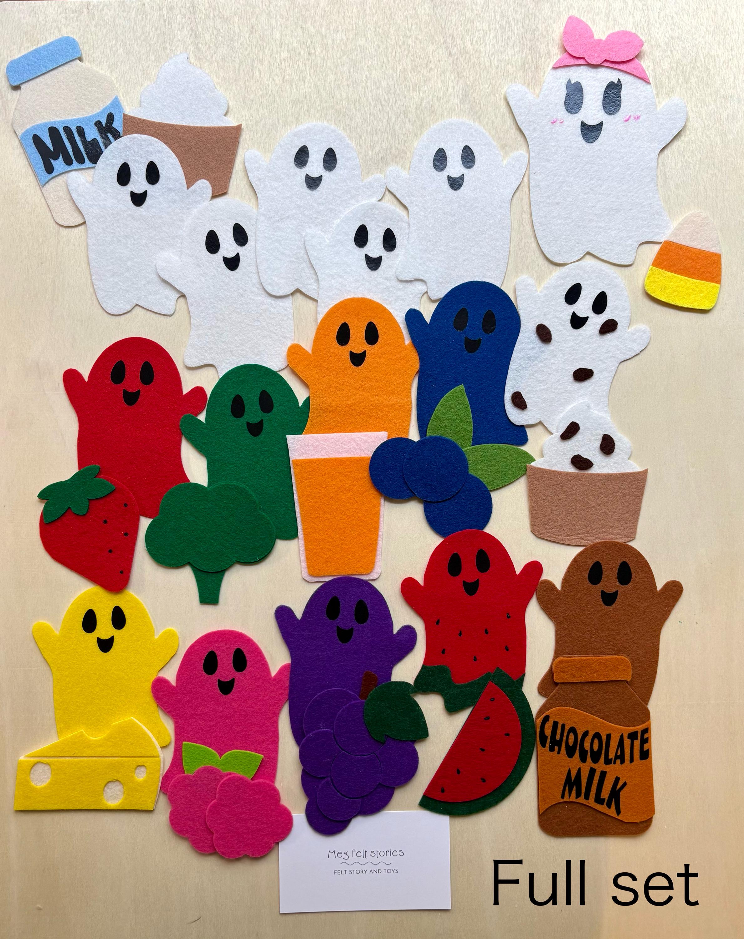 Cholate Chip Ghost Felt Set, Halloween, Halloween Felt Story, Candy ...
