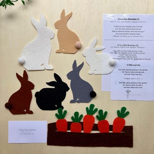 Five Little Bunnies Felt Story, Easter, Spring, Five Little Carrots ...