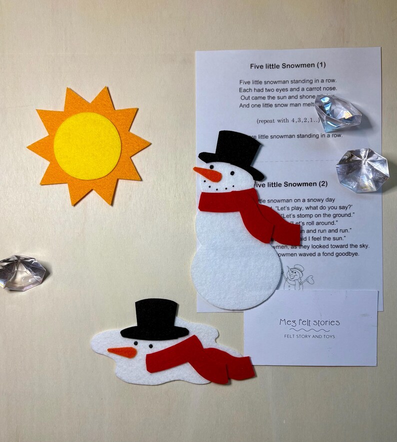 Felt Snowmen Story Set: Winter Rhyme, Five Little Snowmen, Teacher ...