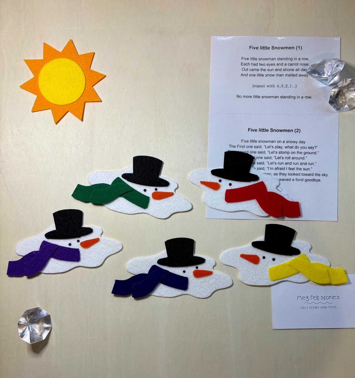 Felt Snowmen Story Set: Winter Rhyme, Five Little Snowmen, Teacher ...