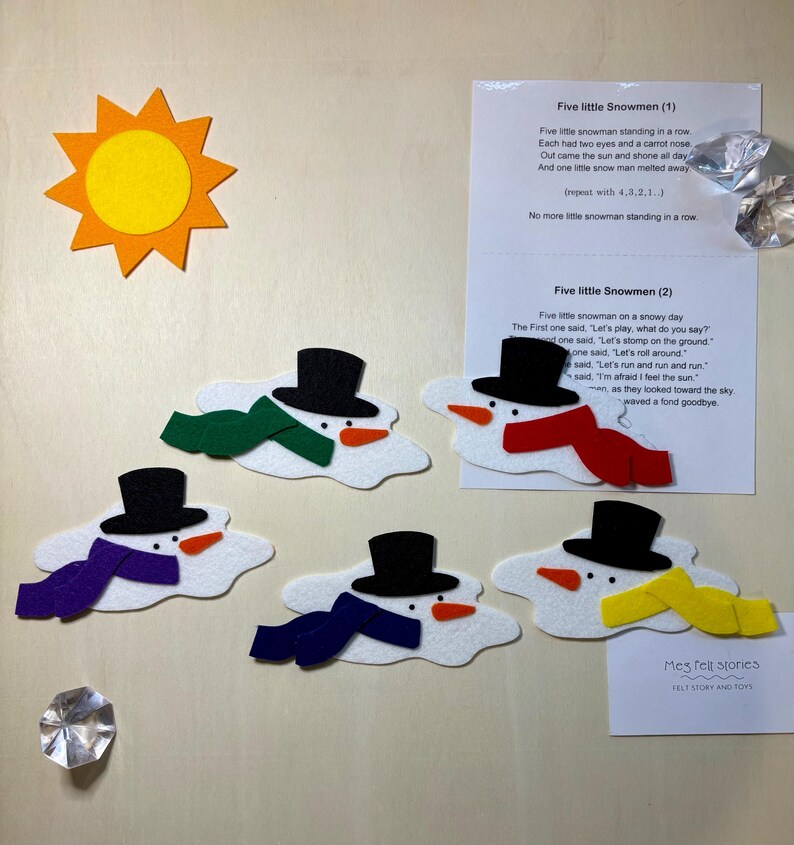Felt Snowmen Story Set: Winter Rhyme, Five Little Snowmen, Teacher ...