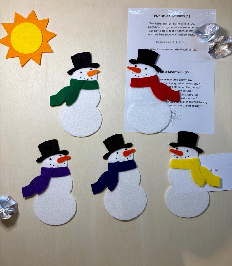 Felt Snowmen Story Set: Winter Rhyme, Five Little Snowmen, Teacher ...