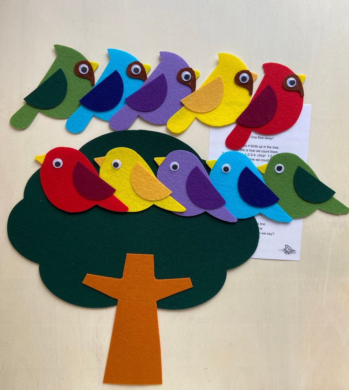 5 Little Birds Felt Set, Felt Story, Spring, Cardinal, Color, Counting ...