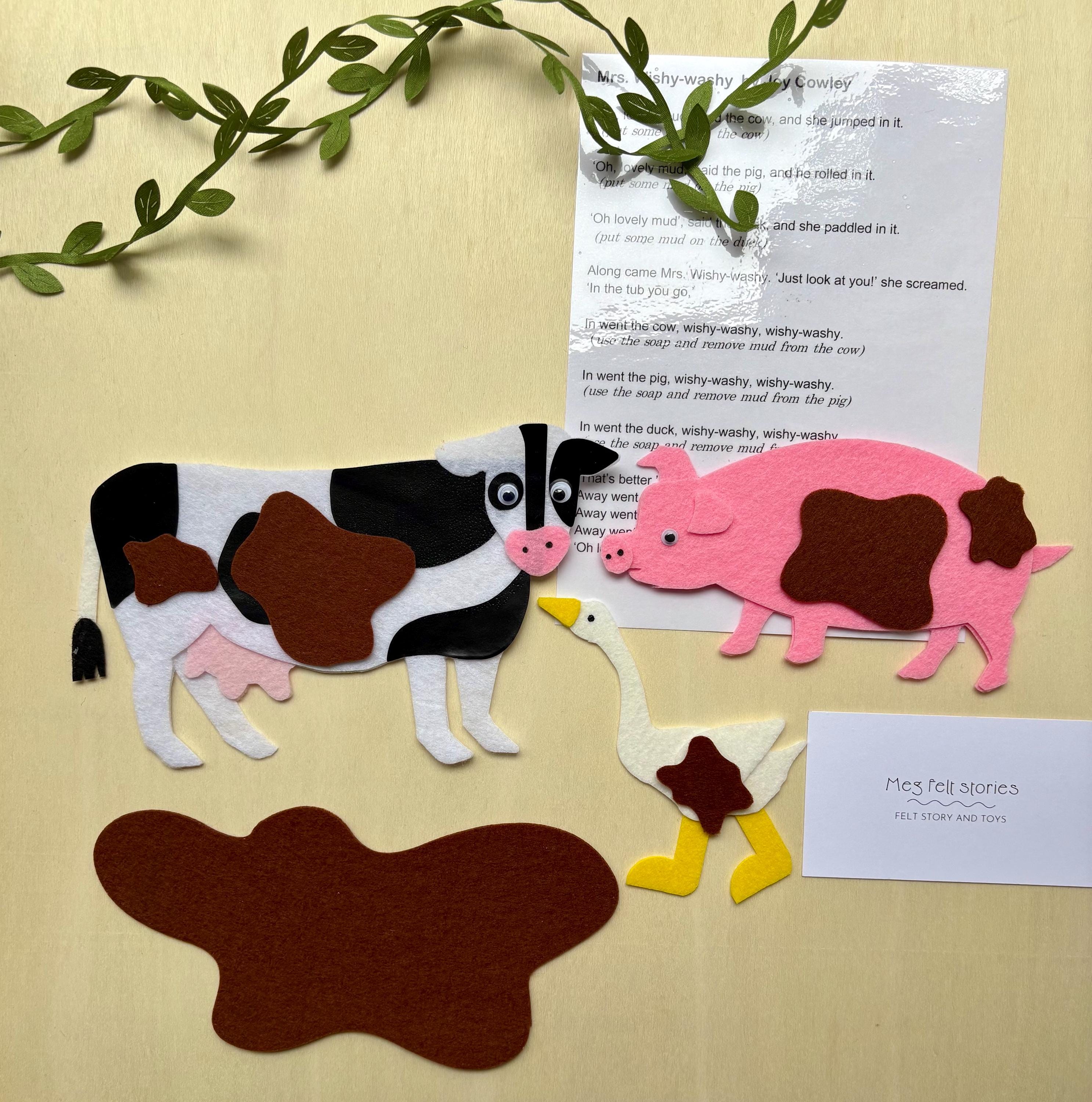 Mrs. Wishy Washy Felt Board Story Set: Farm Animals, Teacher Resource ...