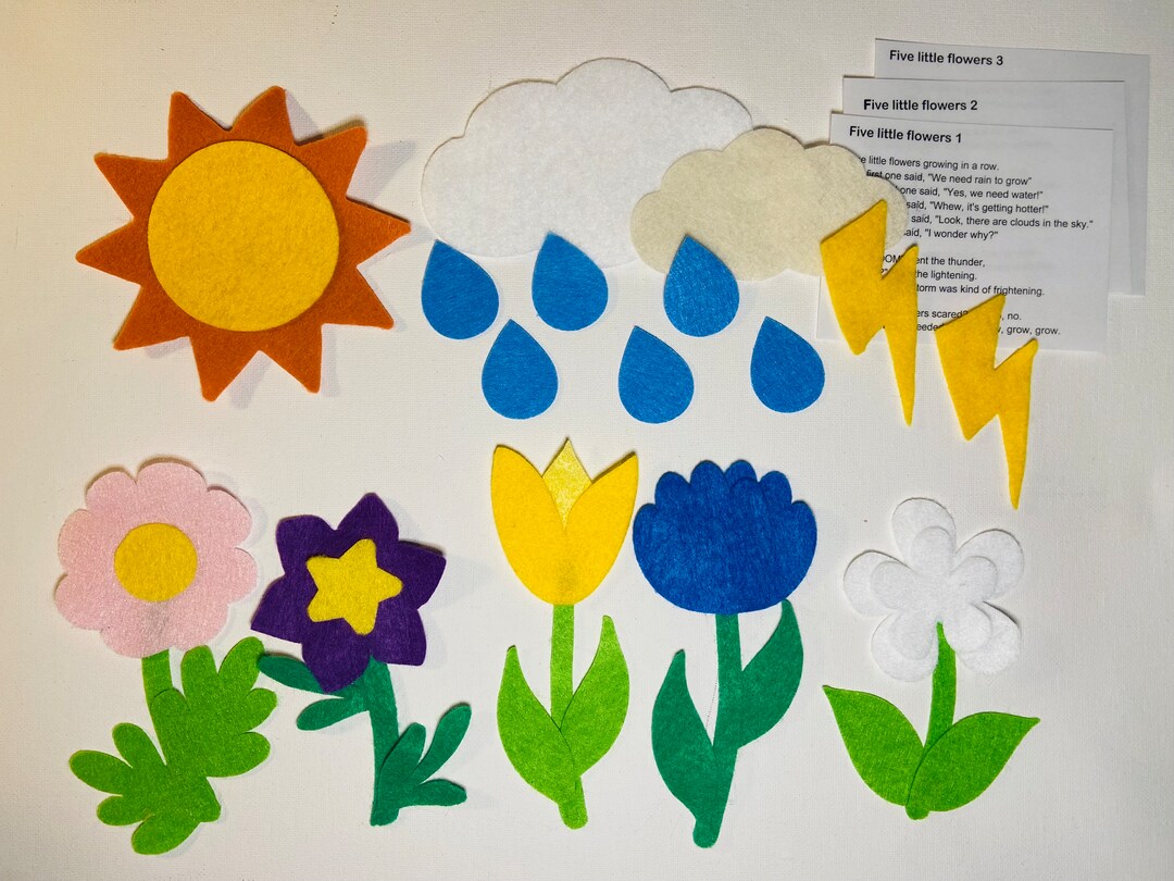 5 Little Flowers Felt Story Spring Weather Flannel Board - Etsy