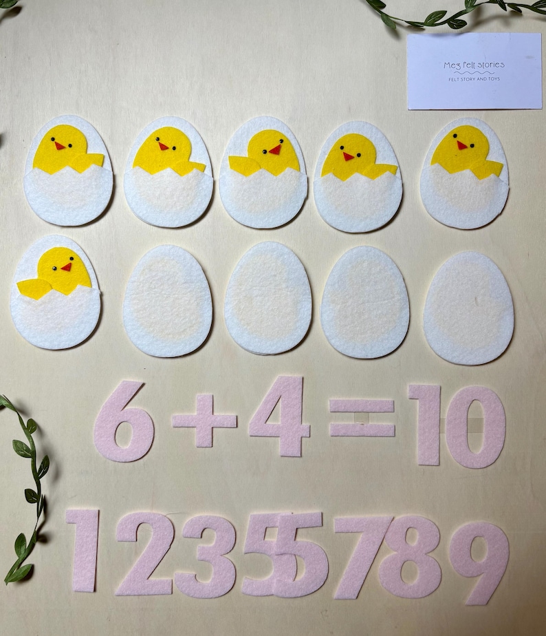 10 Fluffy Chicks Felt Set, Counting, 10 Additions, Numbers, Hen, Farm ...