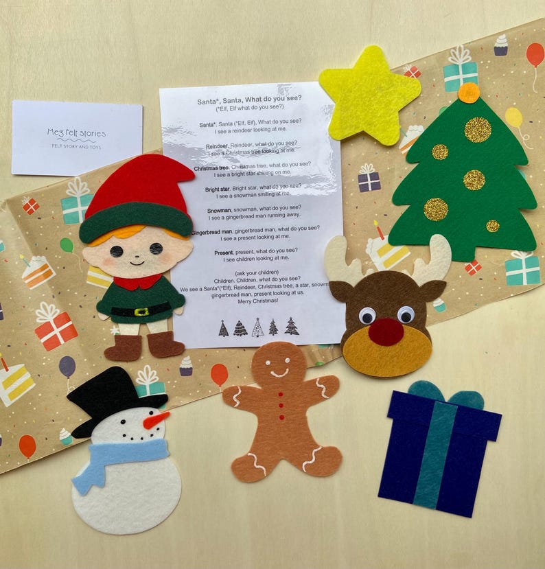 Christmas Story Time Felt Set, Santa Santa What Do You See?, Elf, Felt ...