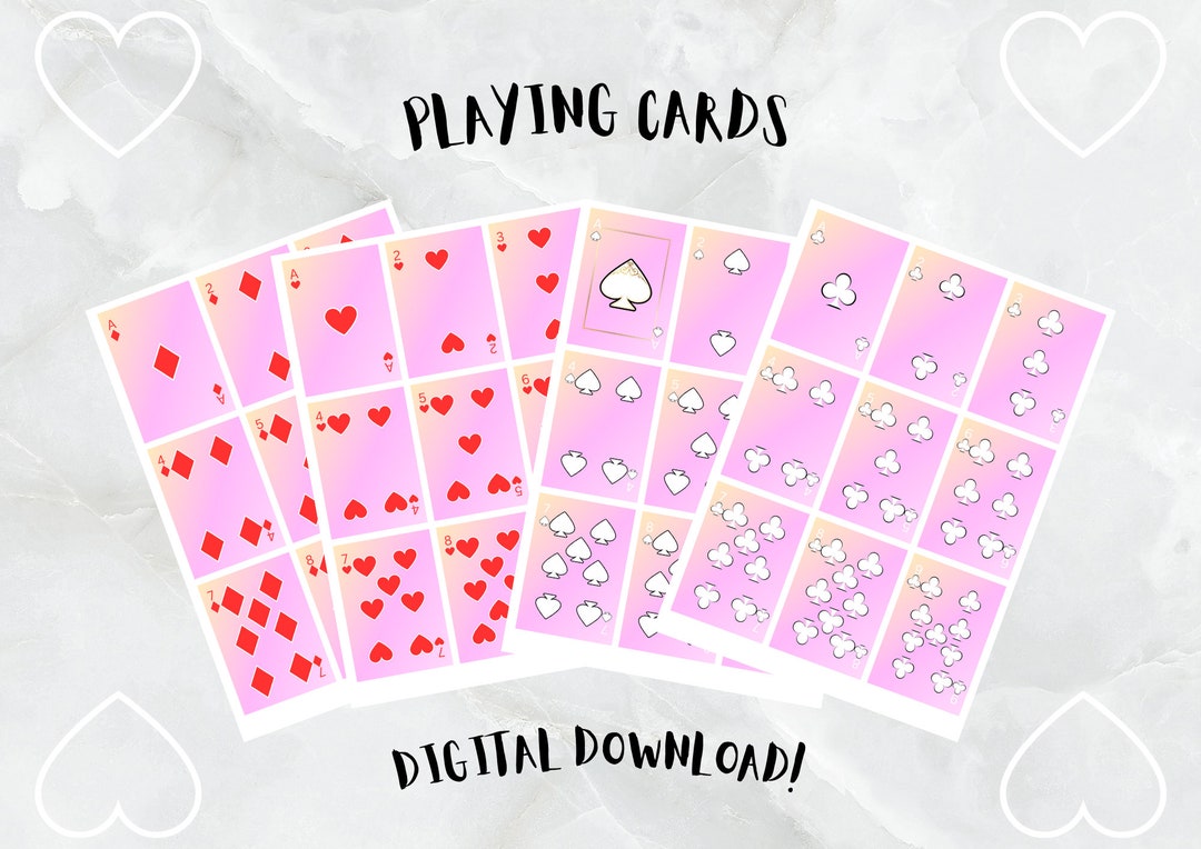 Playing Cards Digital Download Card Deck Pink Version PDF - Etsy