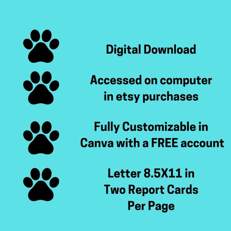 Printable Dog Report Card and Template, Instant Download, Pet Boarding ...