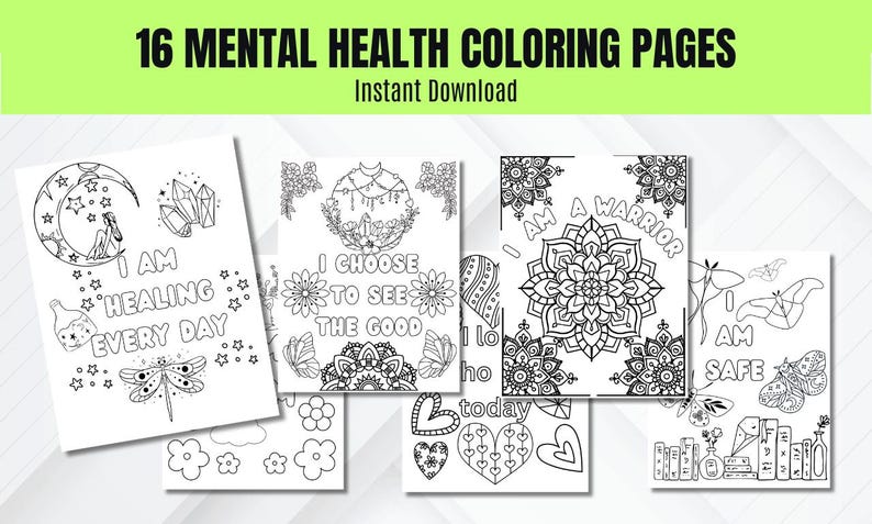 16 Mental Health Coloring Pages, Printable Self Care Relaxing Color in ...