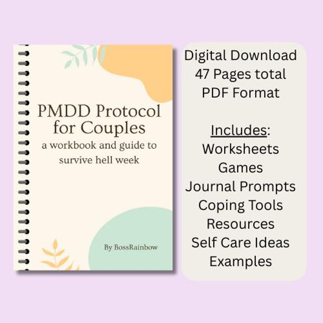PMDD Couples Workbook Worksheets, PMDD Support, Period Self Care, PMS ...