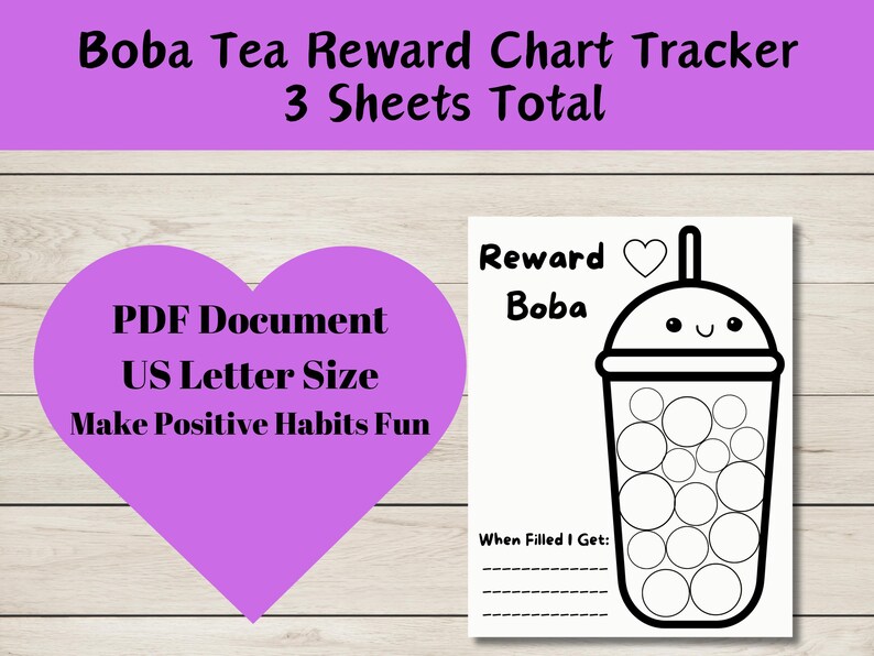 Kids Boba Tea Cup Reward Chart | Reward Chores and Healthy Habits ...
