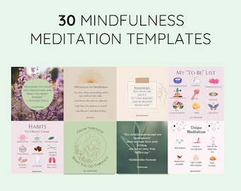 30 Mindfulness Meditation Social Media Editable Templates | Instagram ...