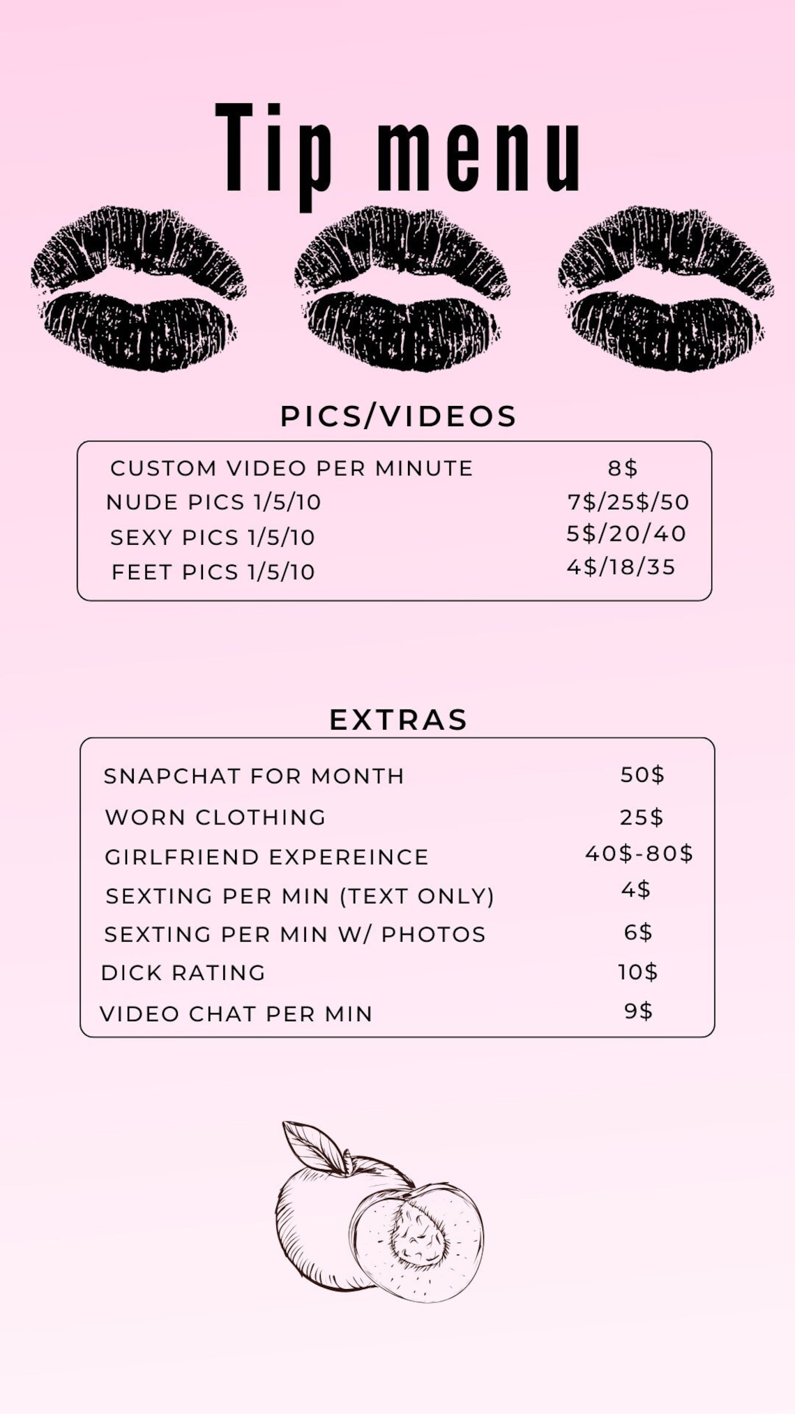 Onlyfans, Tip Menu, Spicy Site, Canva Editable, OF Menu - Etsy