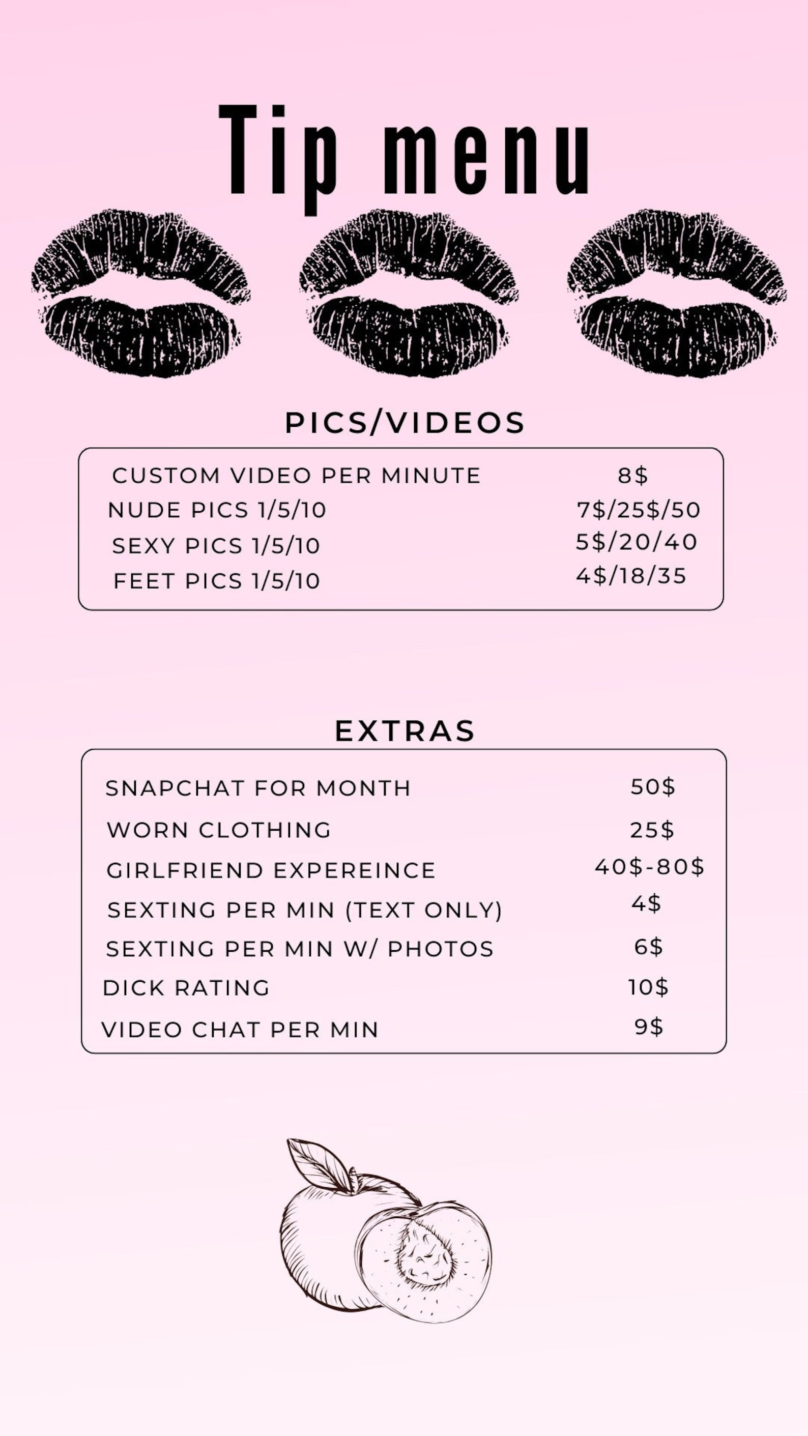 Onlyfans, Tip Menu, Spicy Site, Canva Editable, OF Menu - Etsy