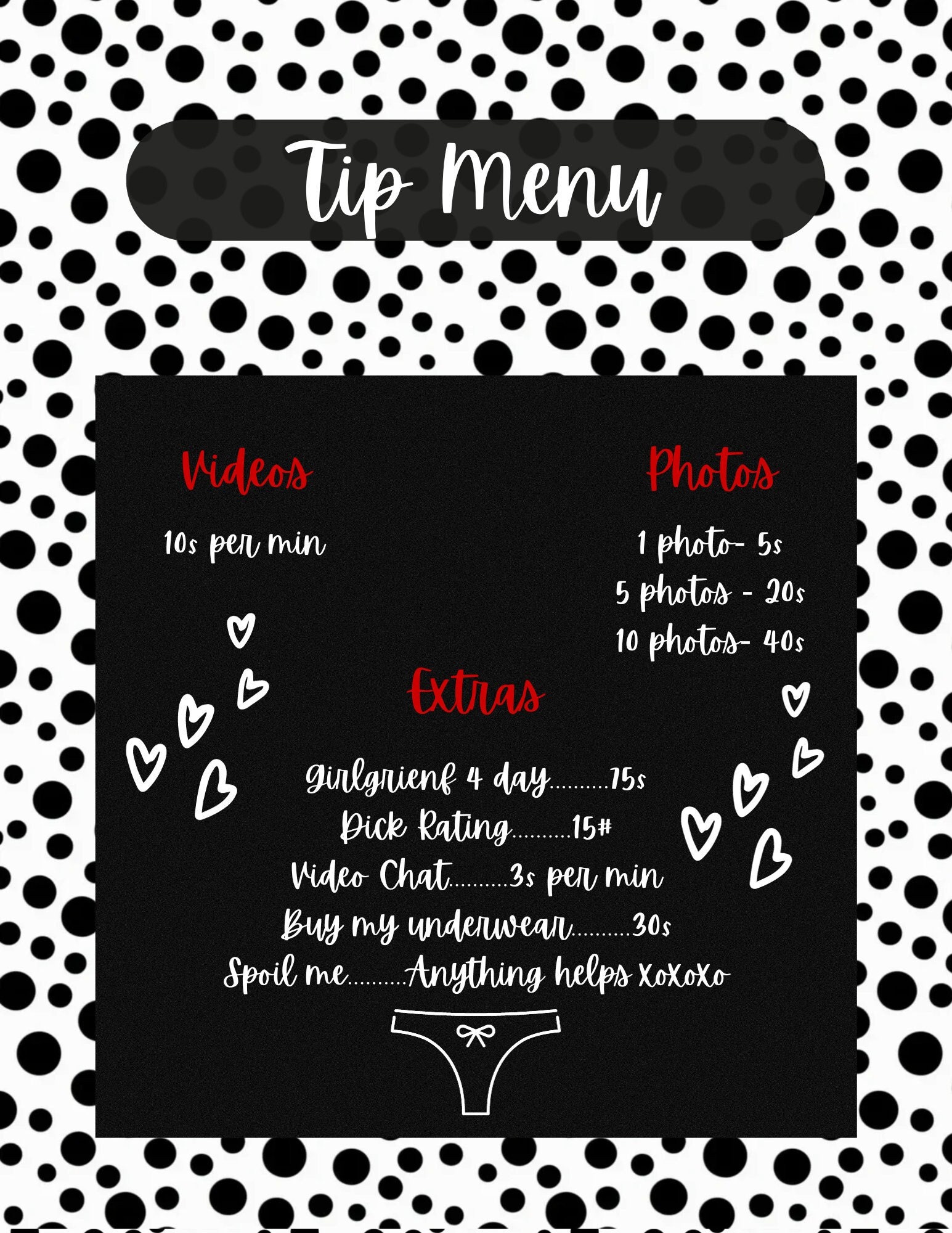 Onlyfans Tip Menu, Editable SPICY Template, Canva Template, OF Menu - Etsy