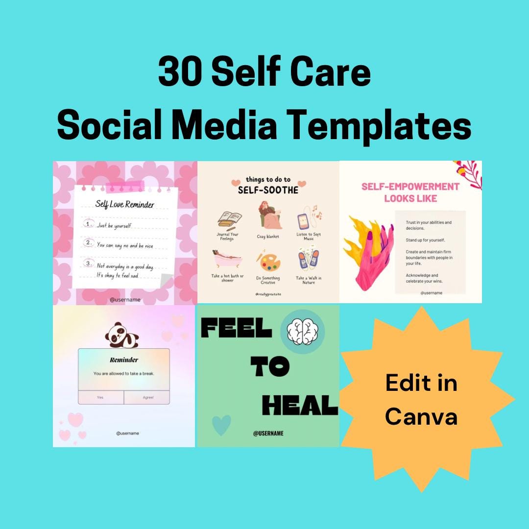 30 Self Care Social Media Editable Templates | Instagram Facebook ...