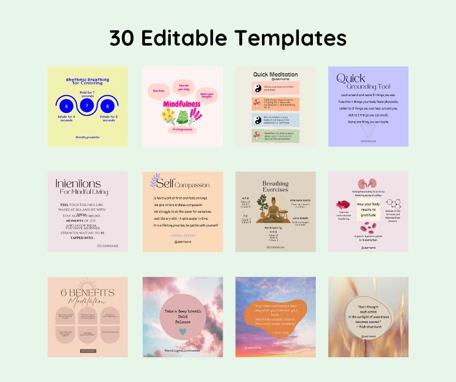 30 Mindfulness Social Media Editable Templates | Instagram Twitter ...