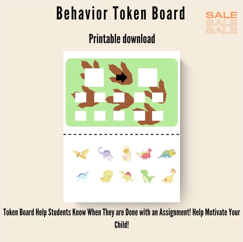 Printable Dinosaur Token Board With Reinforcement Visuals, Have Fun ...